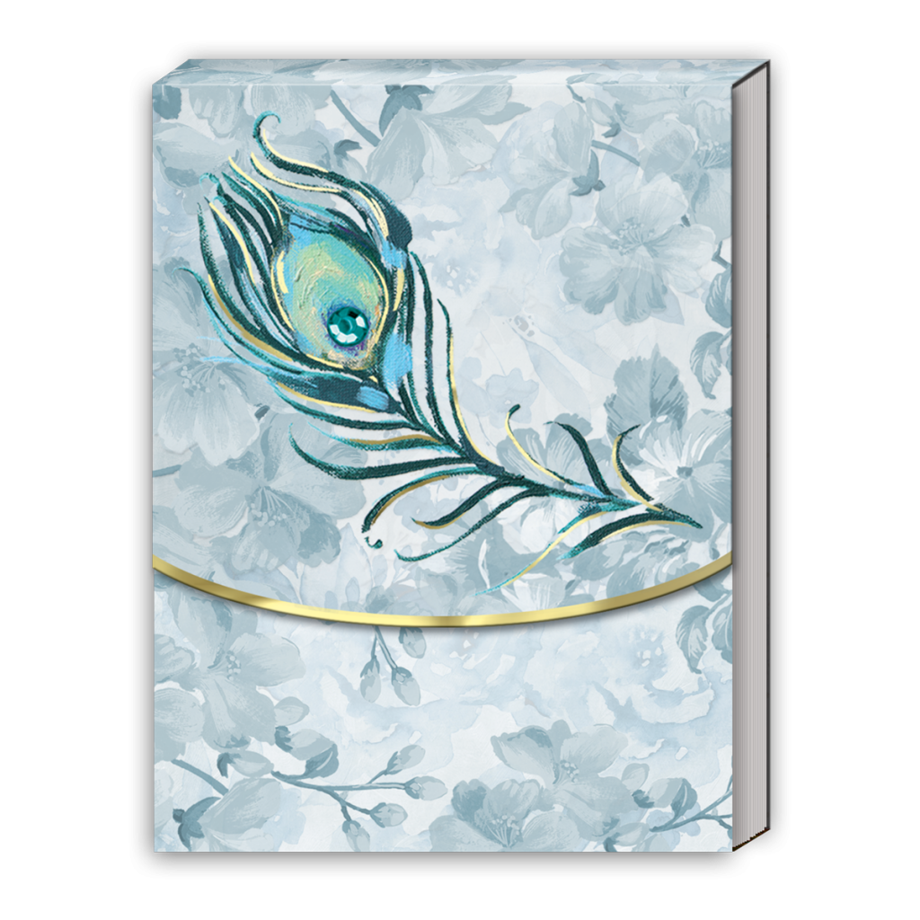 Emerald Peacock Single Feather Pocket Notepad - Punch Studio