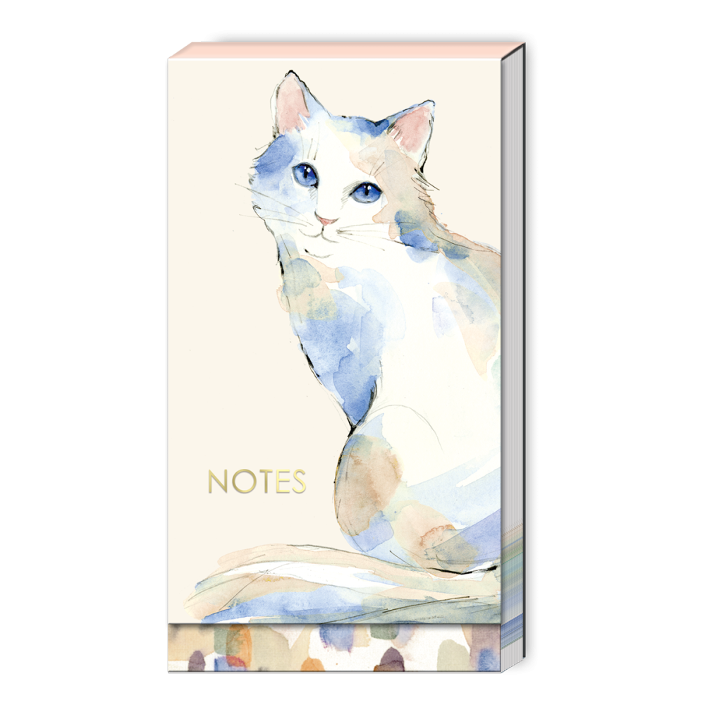 Watercolor Pets White Cat Tall Notepad - Punch Studio