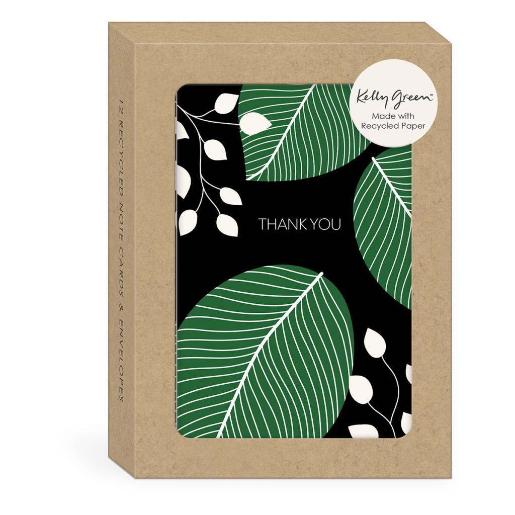 Green Garden Leaves Thank You Note Cards - Punch Studio
