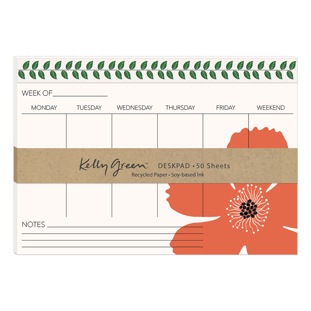 Green Garden Coral Flower Desk Pad - Punch Studio