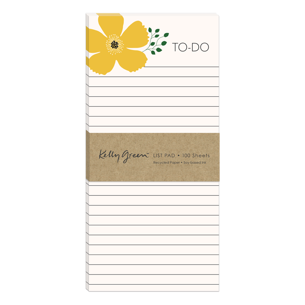 Green Garden Yellow Flower Magnetic List Pad - Punch Studio