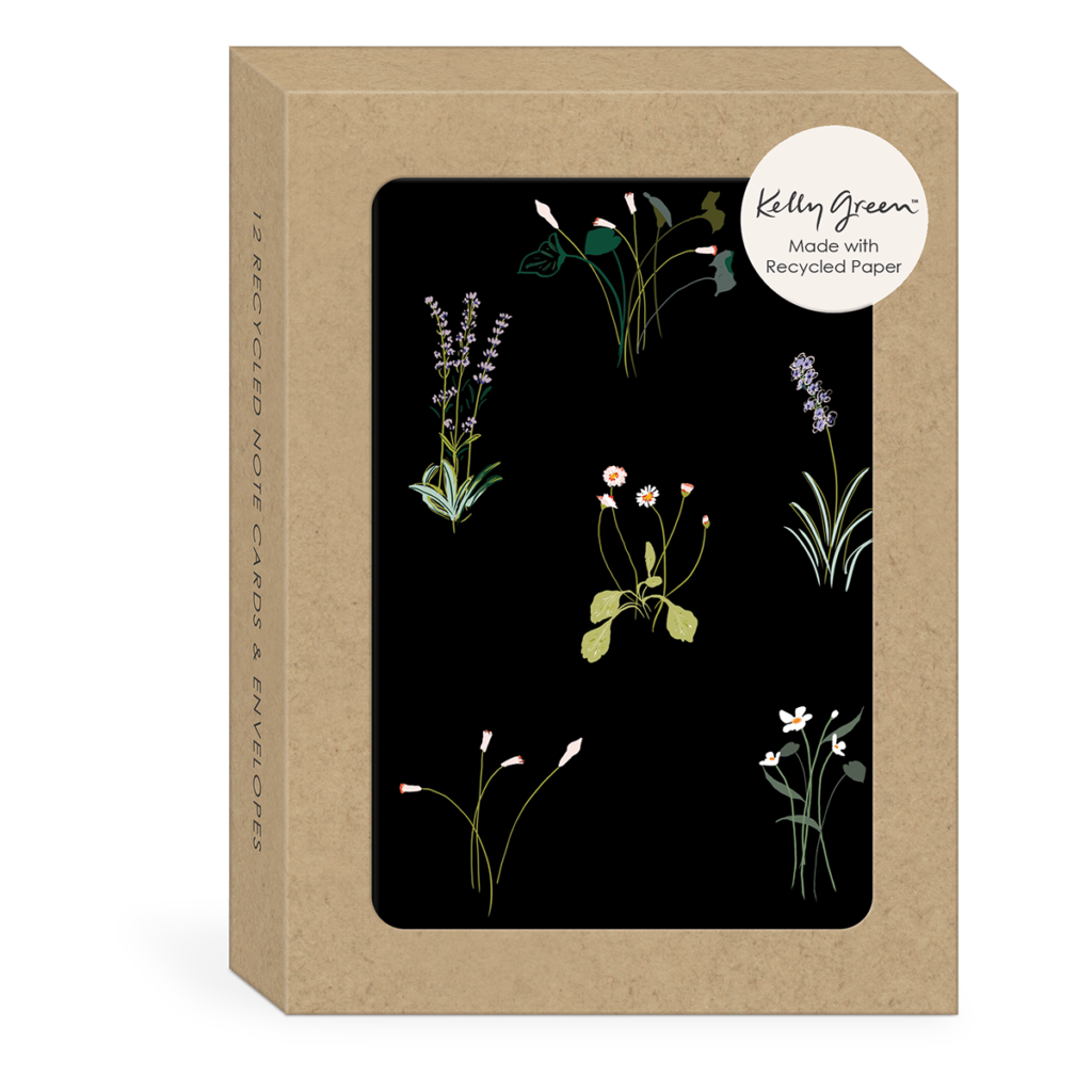 Delicate Floral Black Note Cards - Punch Studio