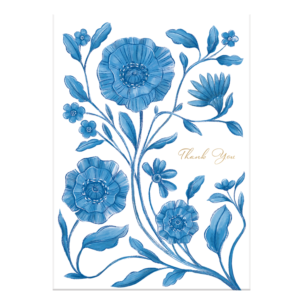 Thank You Blue Floral Greeting Card - Punch Studio