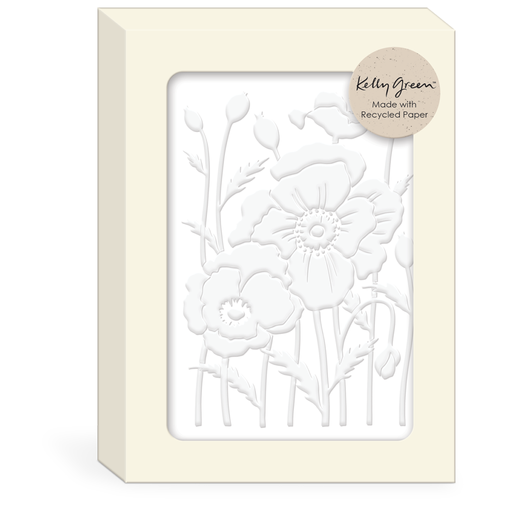 Embossed Poppies Note Cards - Kelly Green by Punch Studio